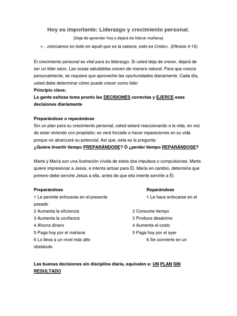 Liderazgo y Crecimiento Personal | PDF | Pensamiento | Liderazgo