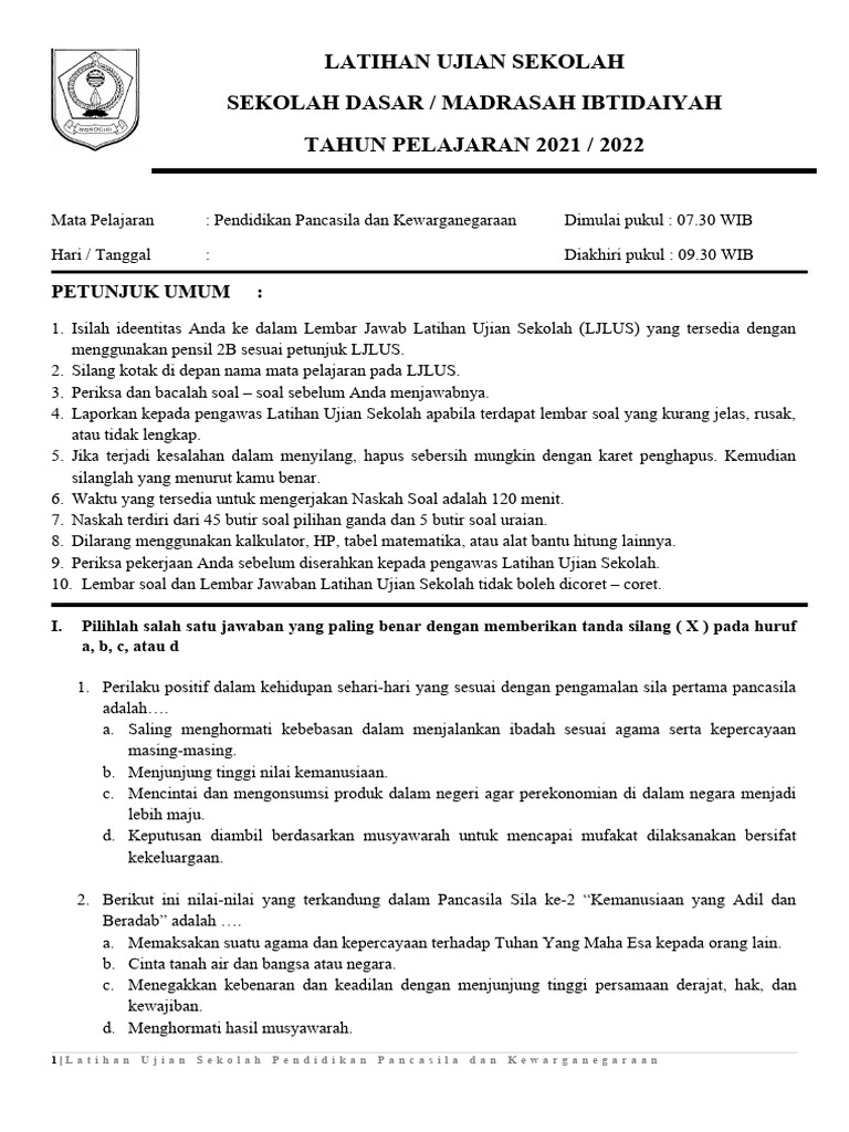 Soal Lat Ujian PKN | PDF