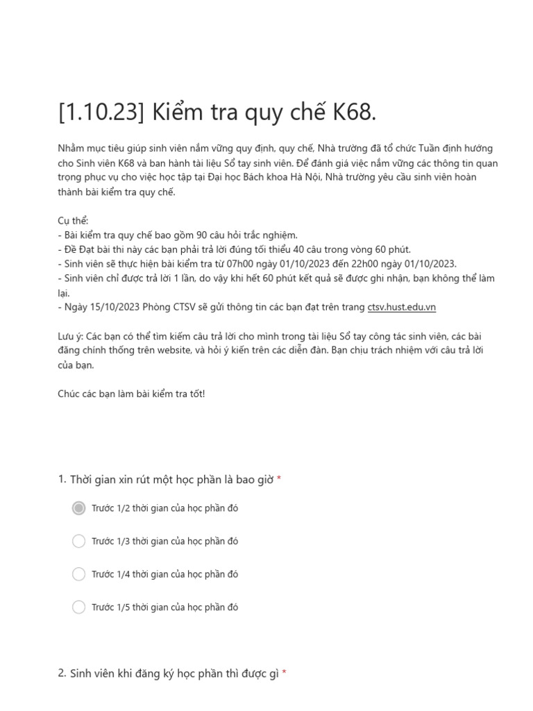 11023 Kiểm tra quy chế K68 - - 231001 - 120540 | PDF