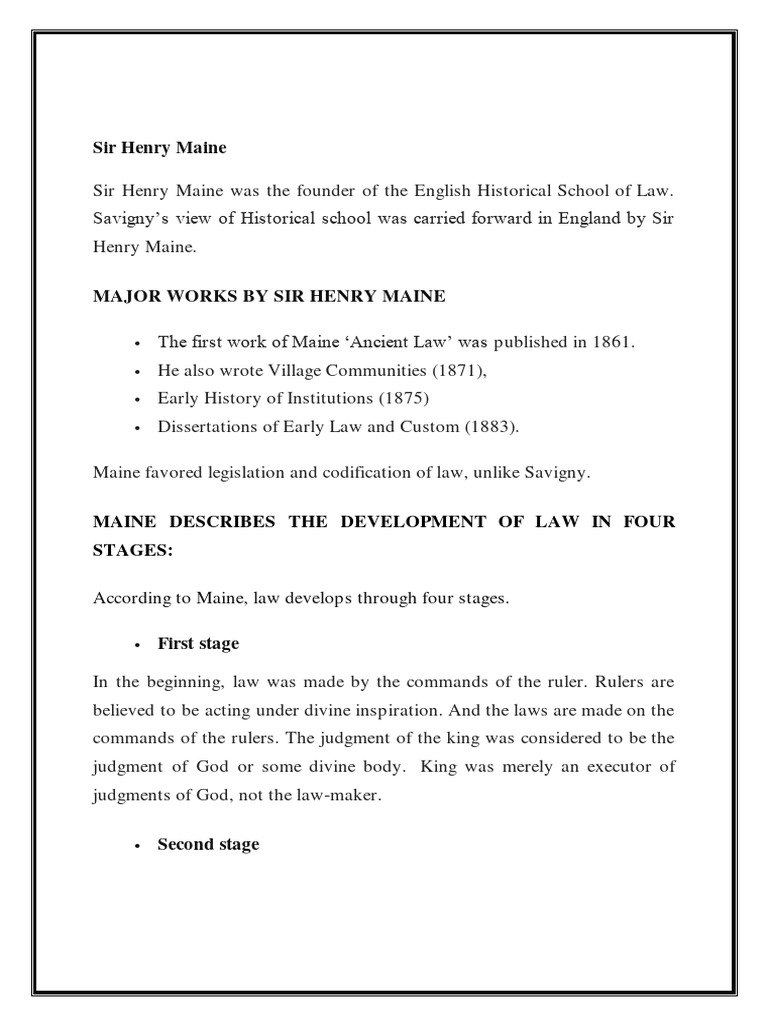 Sir Henry Maine's Theory | PDF