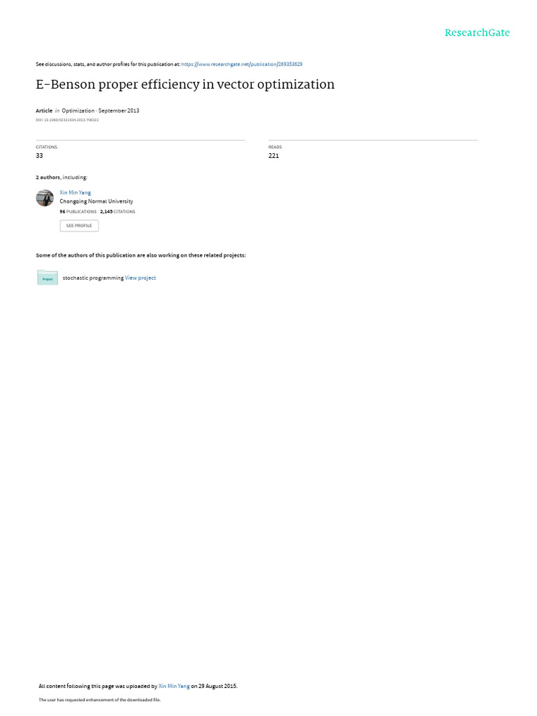 E Bensonproperefficiencyinvectoroptimization | PDF