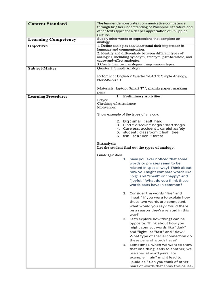day 2 lesson plan | PDF