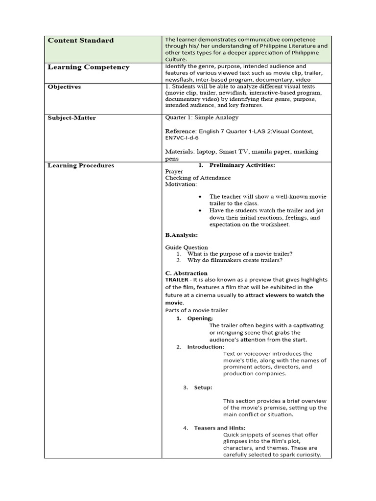 Day 3 Lesson Plan | PDF
