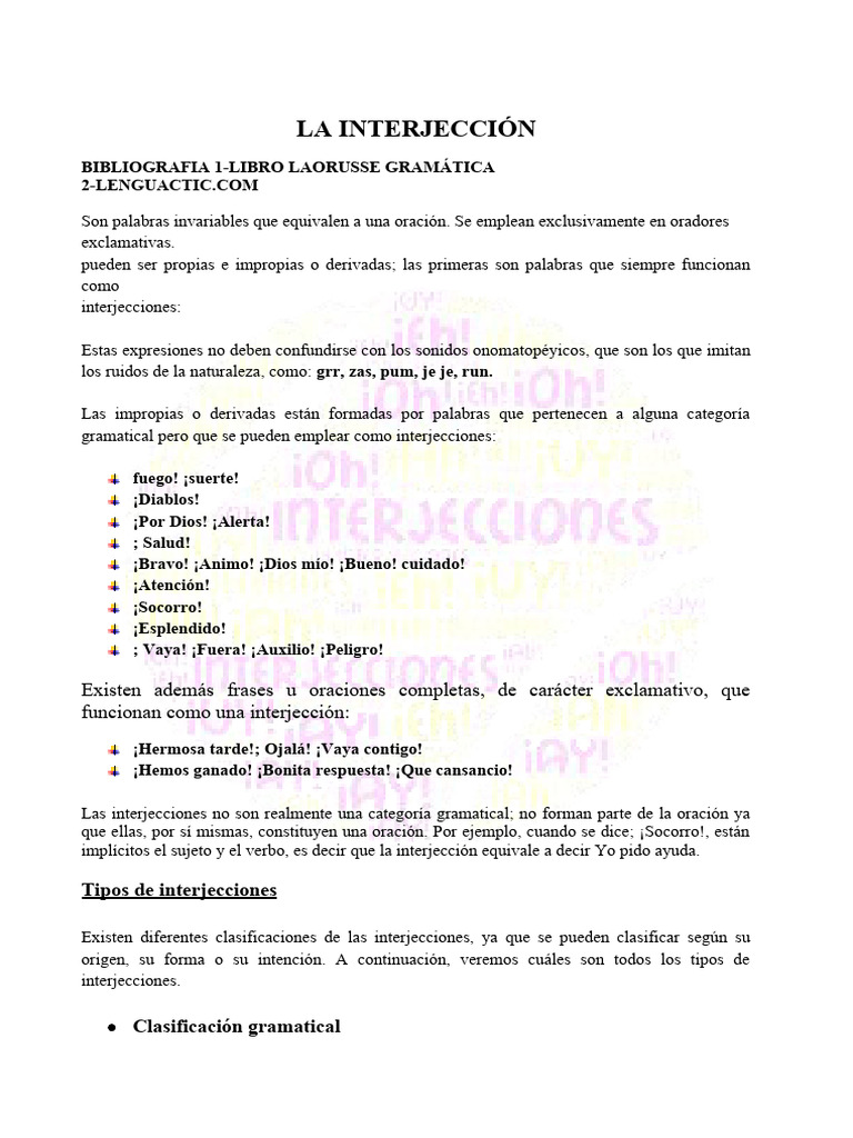 La Interjeccion | PDF