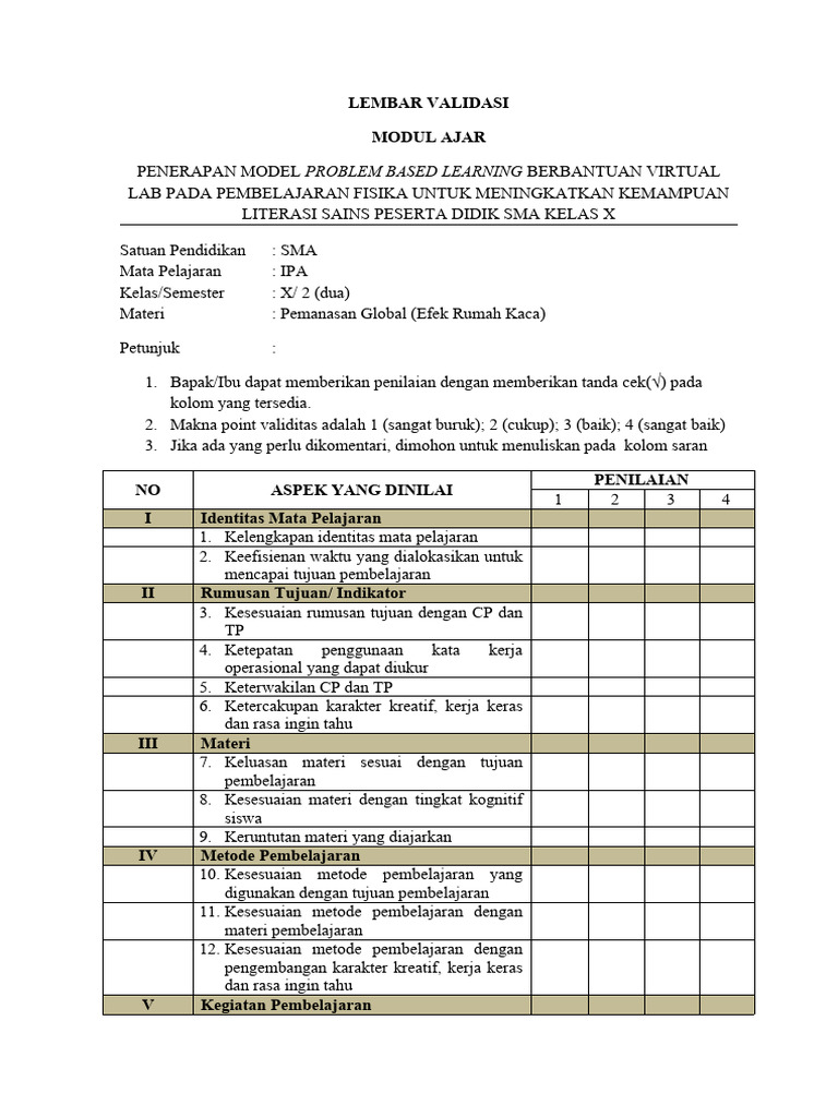 Validasi Modul Pak Anang | PDF