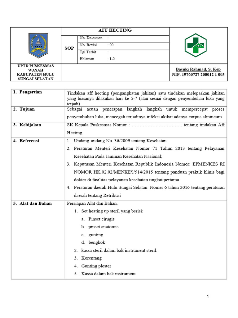 Sop Aff Hecting | PDF