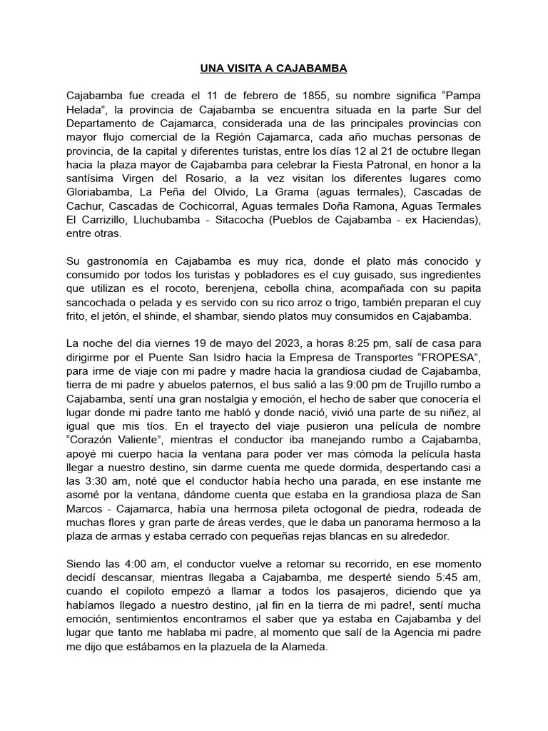 UNA VISITA A CAJABAMBA - ANA VALVERDE | PDF