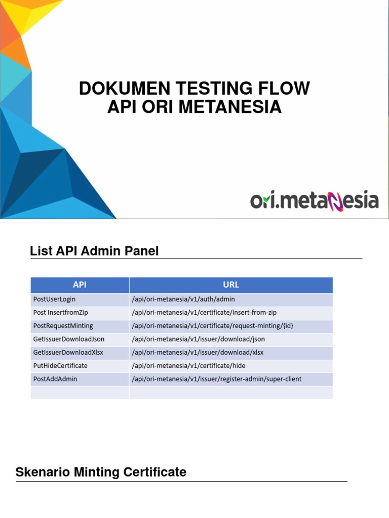 Dokumen Testing Flow API Ori Metanesia-1 | PDF