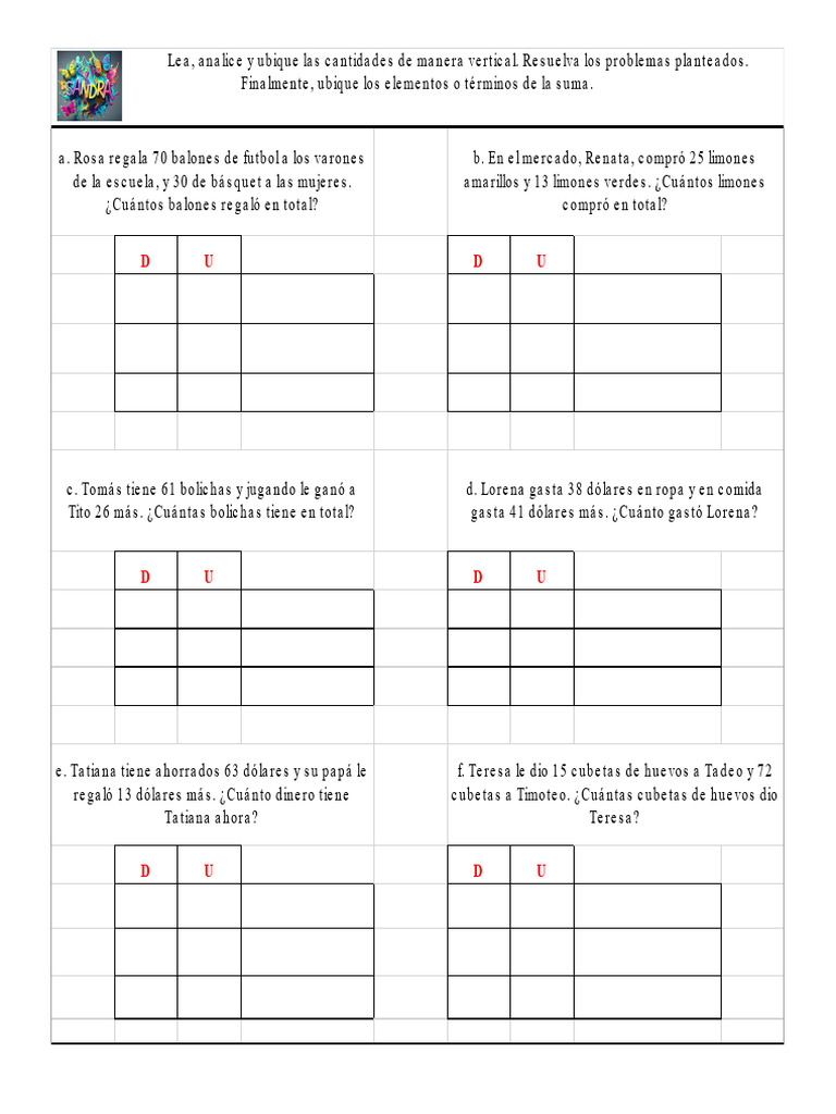 Problemas de Sumas Sin Llevadas | PDF
