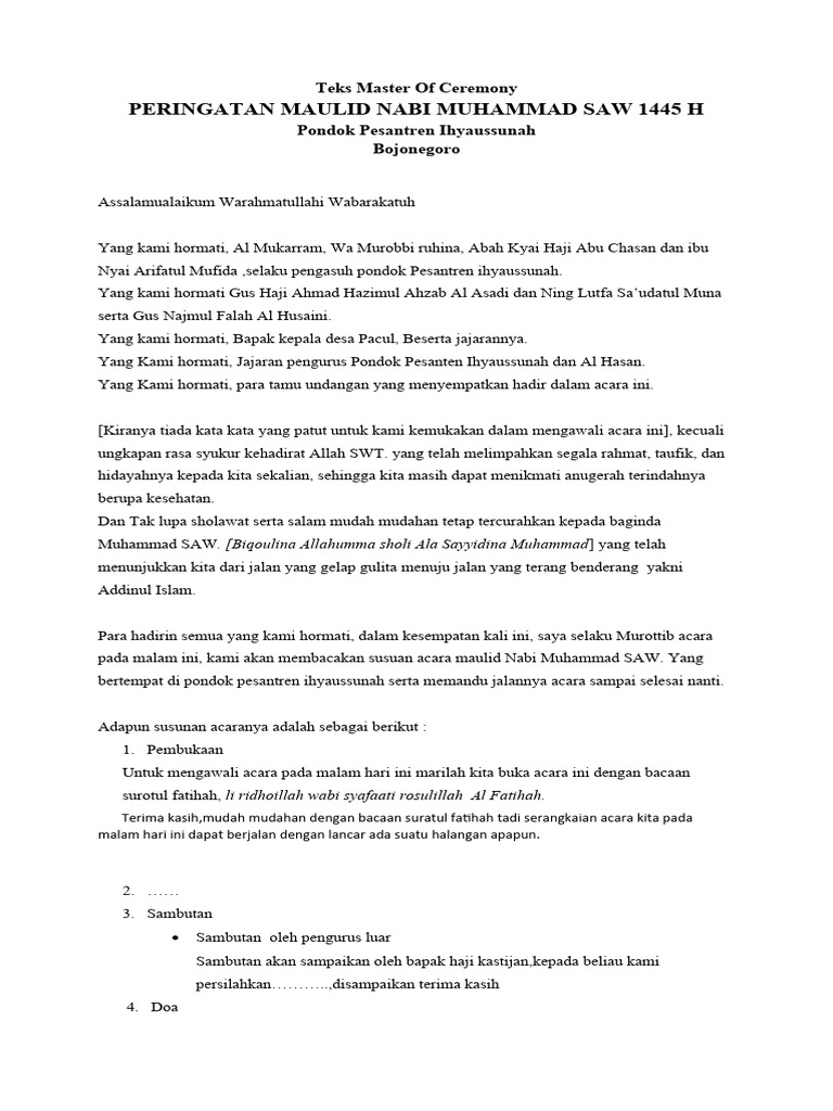 Teks MC Maulid nabi | PDF