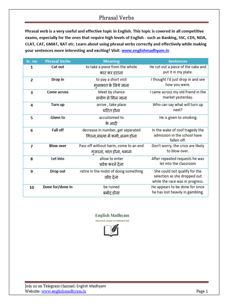 Phrasal Verbs Sheet 12 | PDF