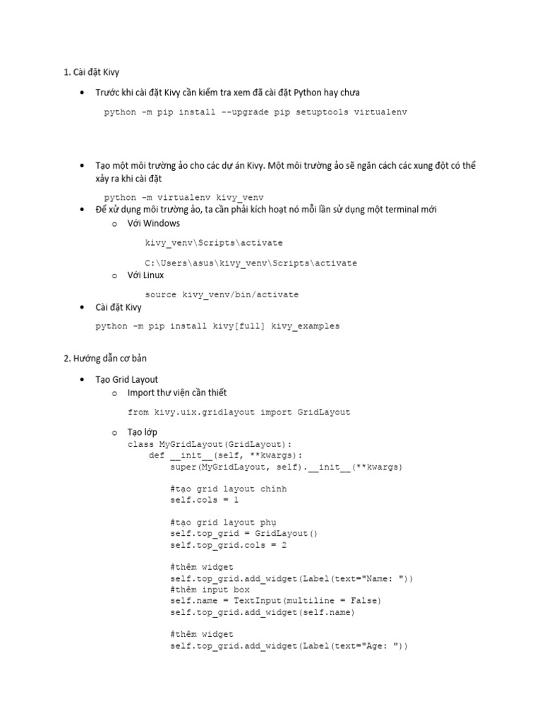 hướng dẫn kivy | PDF