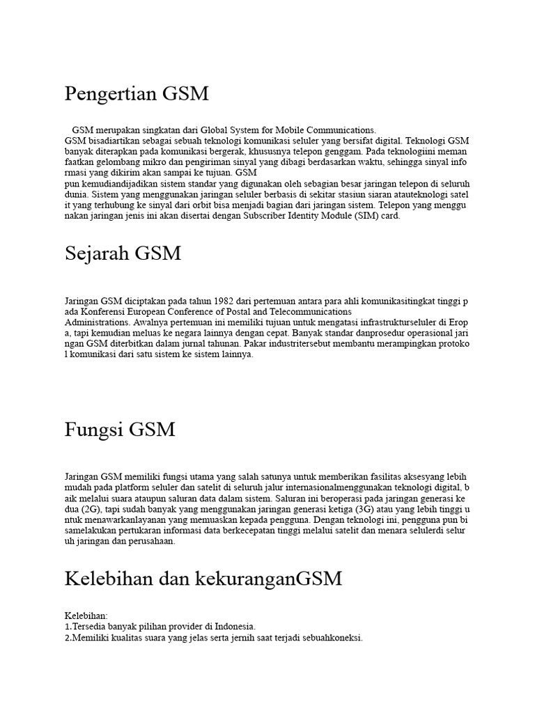 Pengertian GSM | PDF