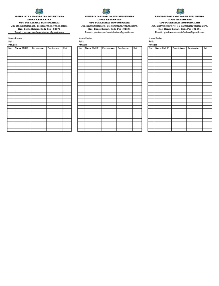 Form Permintaan BHP Unit | PDF