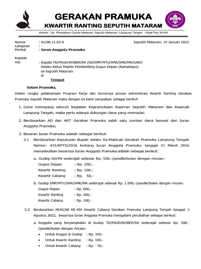 SURAT EDARAN Iuran-2023 | PDF