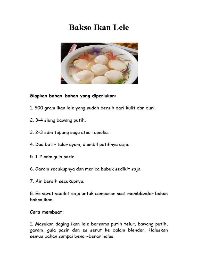 Bakso Ikan Lele | PDF