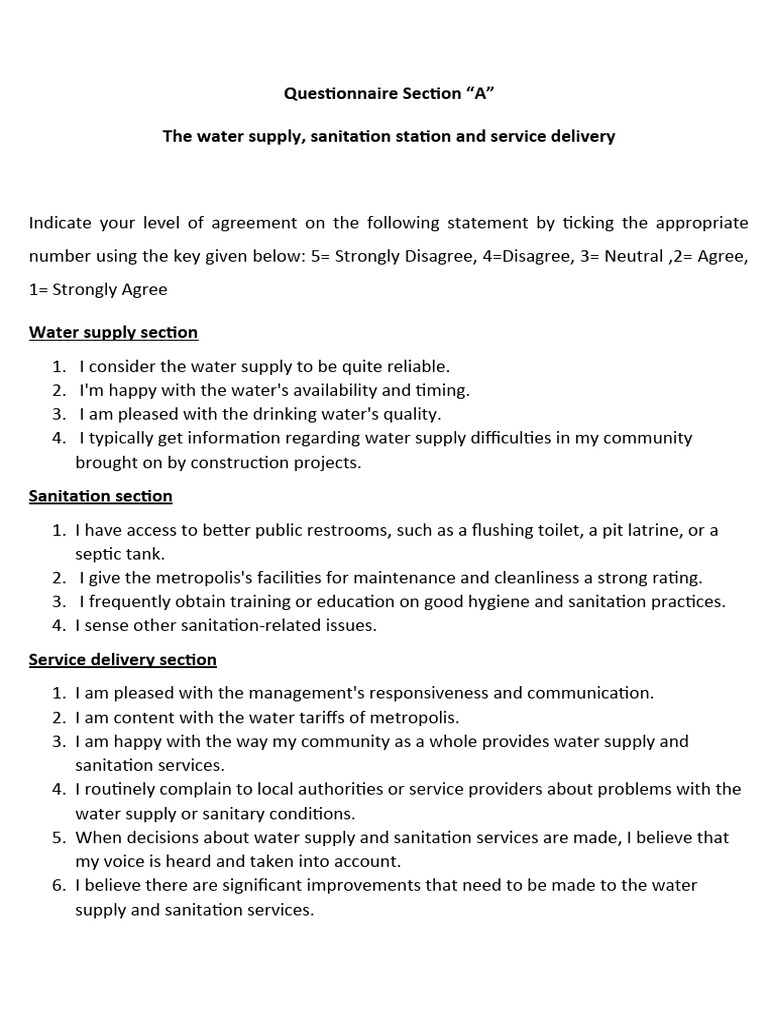 Questionnaire Section | PDF