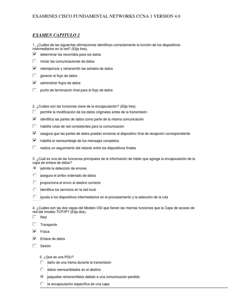 Examenes de Cisco Ccna1 v4 Resueltos | PDF | Negocios | Tecnología