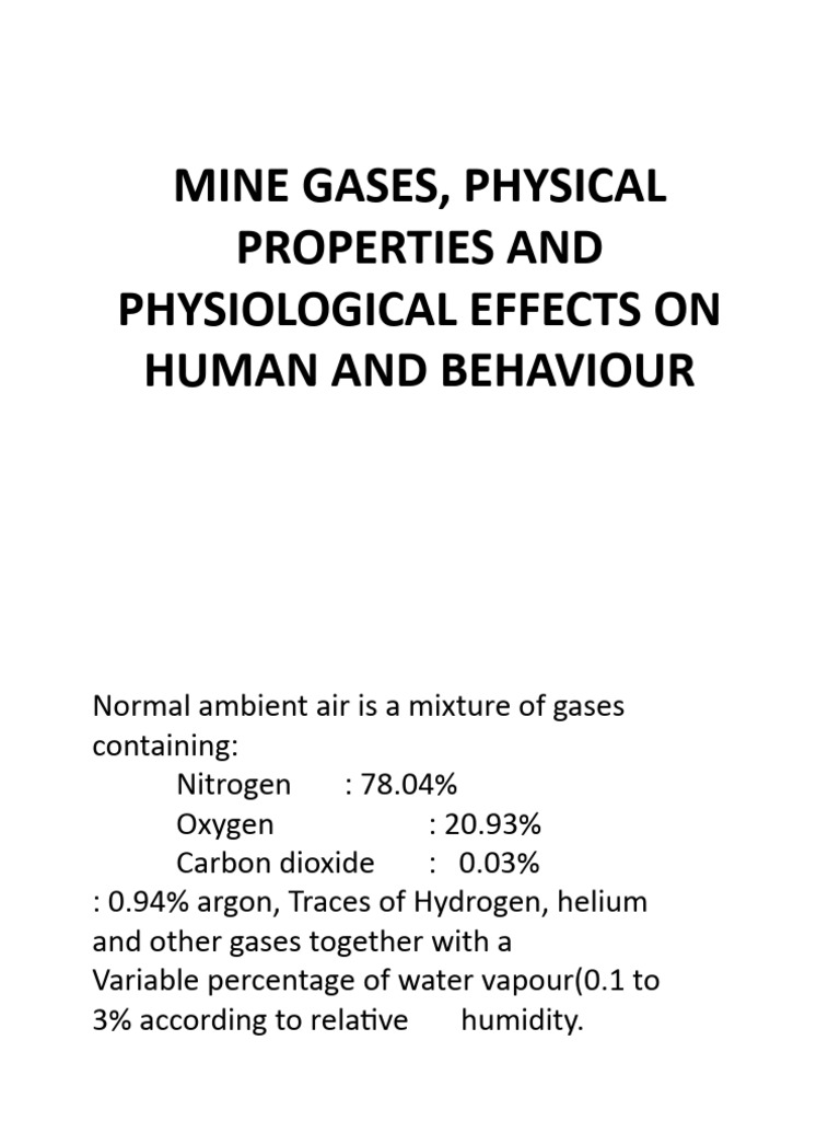 Mine Gases, Physical Properties Andphysiological Effects On | PDF ...