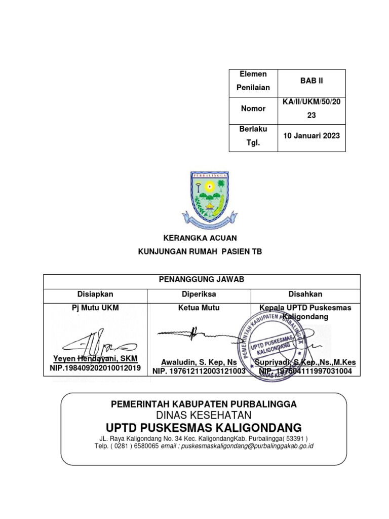 Kerangka Acuan Kegiatan KUNJUNGAN RUMAH PX TB | PDF
