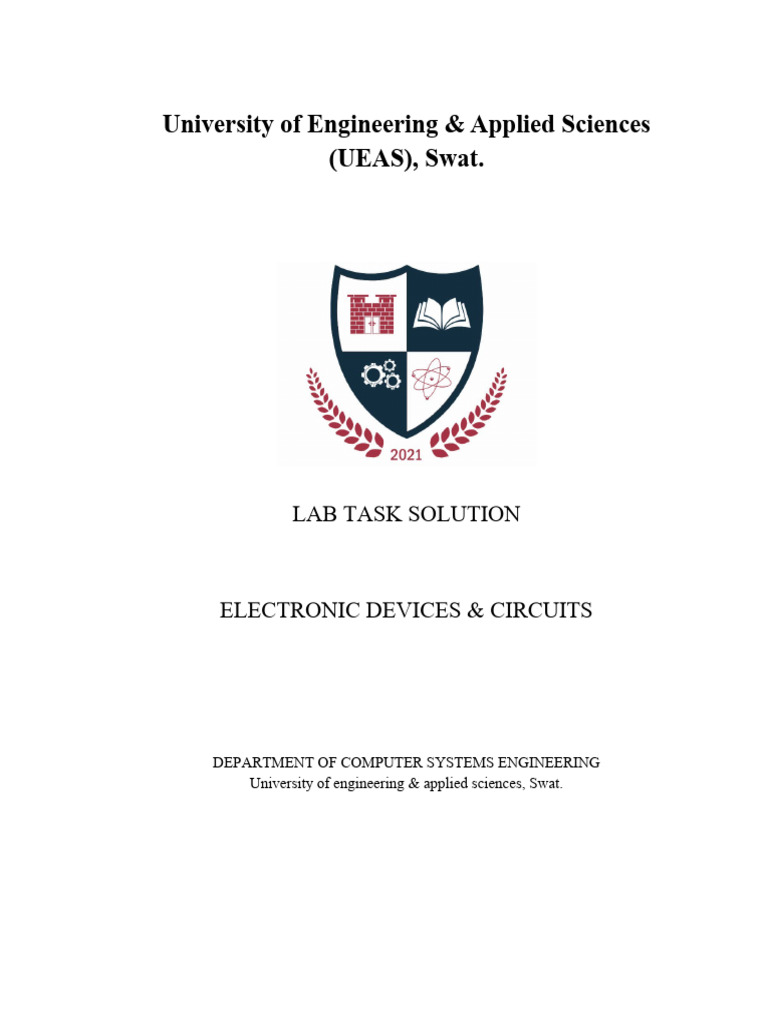 Lab Task Solution For Electronic Devices & Circuits | PDF Lab Task Solution For Electronic Devices & Circuits | PDF