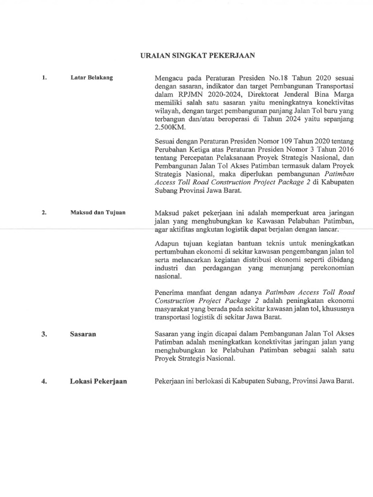 Uraian Singkat Pekerjaan 2 | PDF