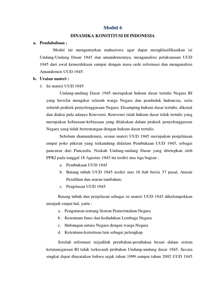 Dinamika Konstitusi Di Indonesia | PDF