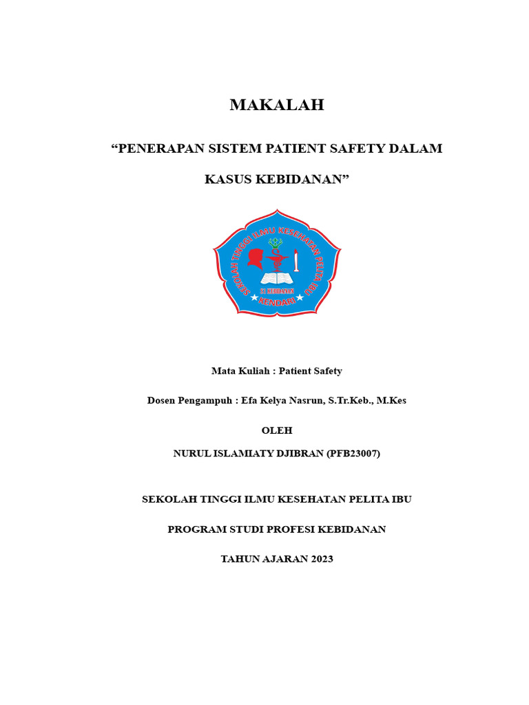 Makalah Patient Safety Dalam Kasus Kebidanan | PDF