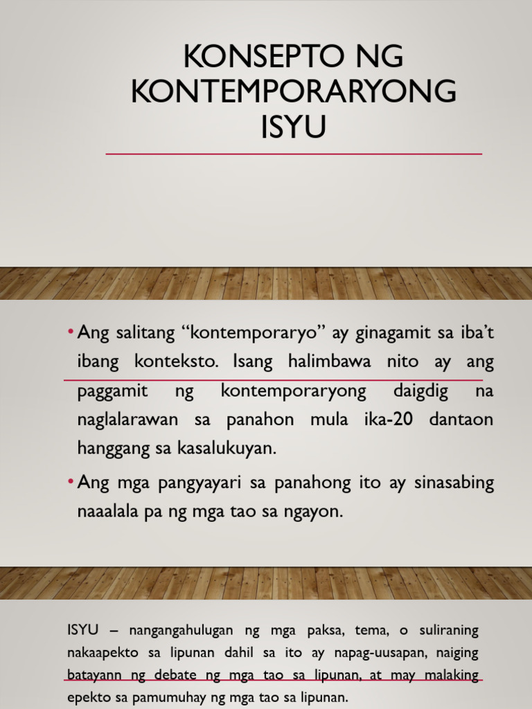 Konsepto NG Kontemporaryong Isyu | PDF
