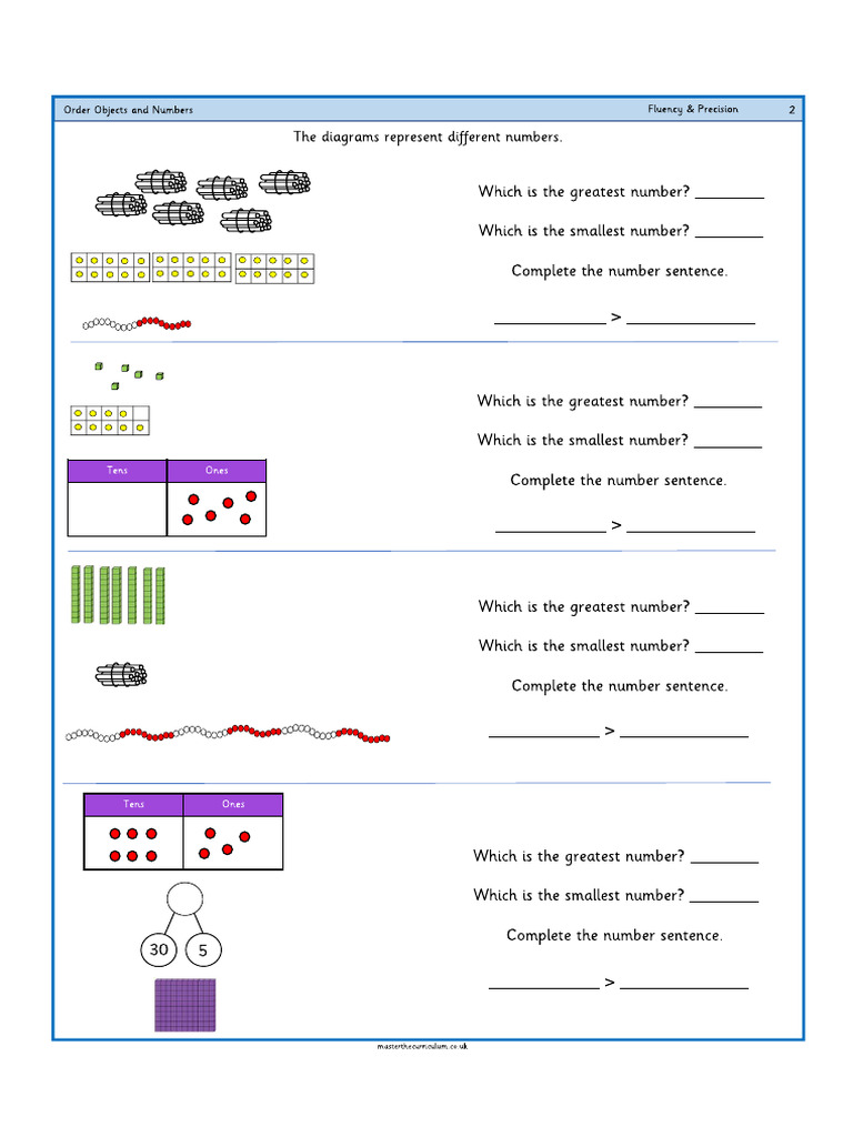 15) Place Value Year 2 Order Numbers - Diagrams Differentiated | PDF