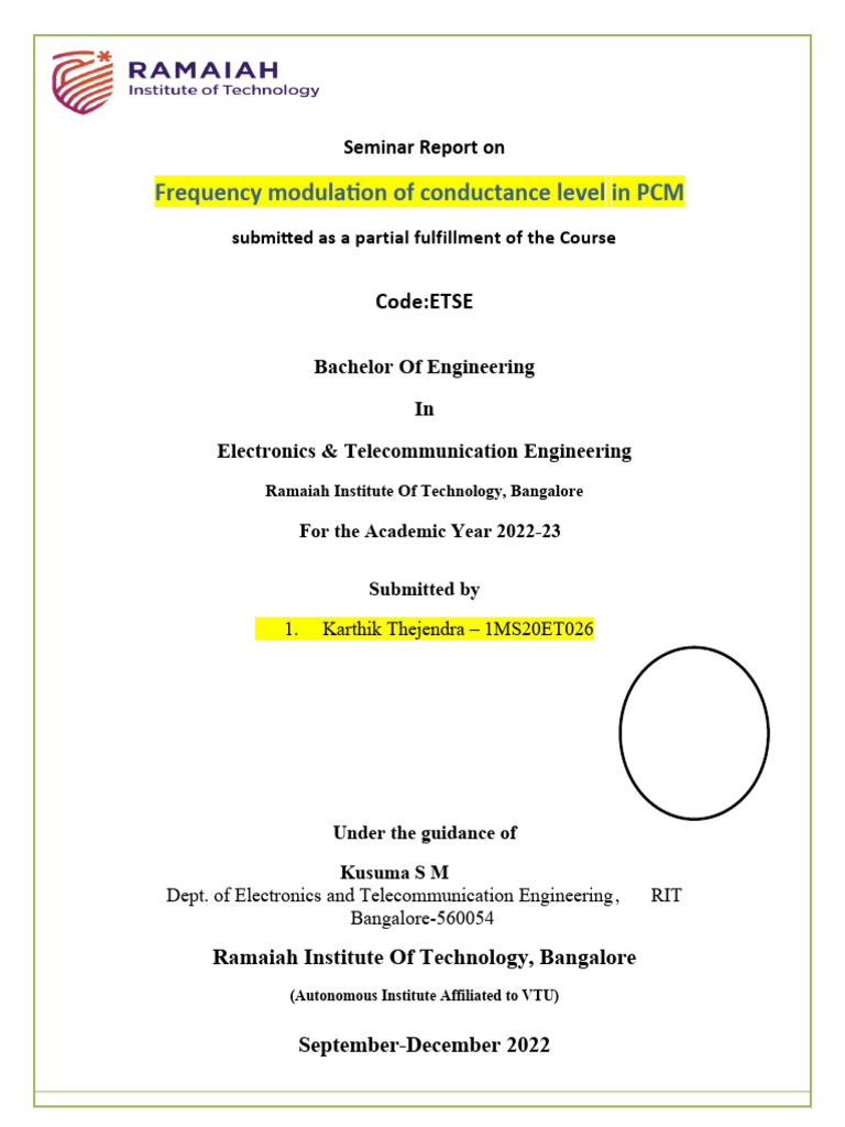 ETSE-7th Sem Report - Format | PDF