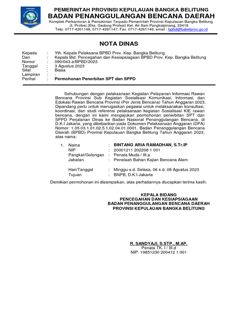 Nota Dinas 2023 | PDF