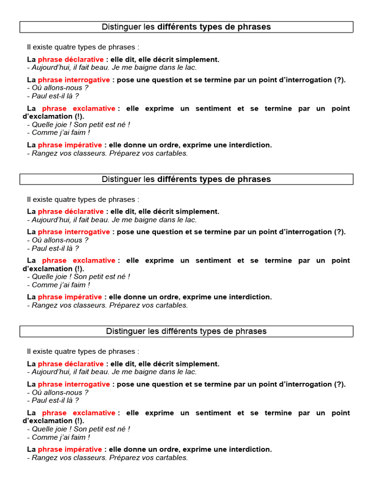 Distinguer Les Differents Types de Phrases | PDF