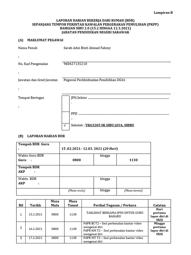 Lampiran B.BDR | PDF