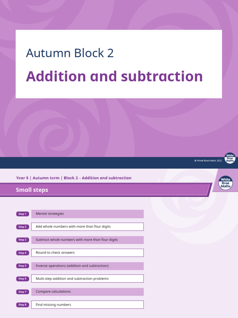 Y5 Autumn Block 2 SOL Addition and Subtraction | PDF