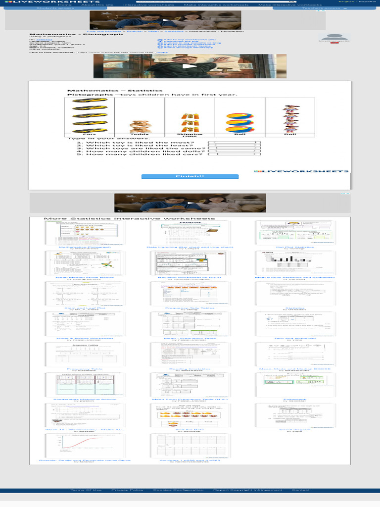 Mathematics - Pictograph interactive worksheet | PDF