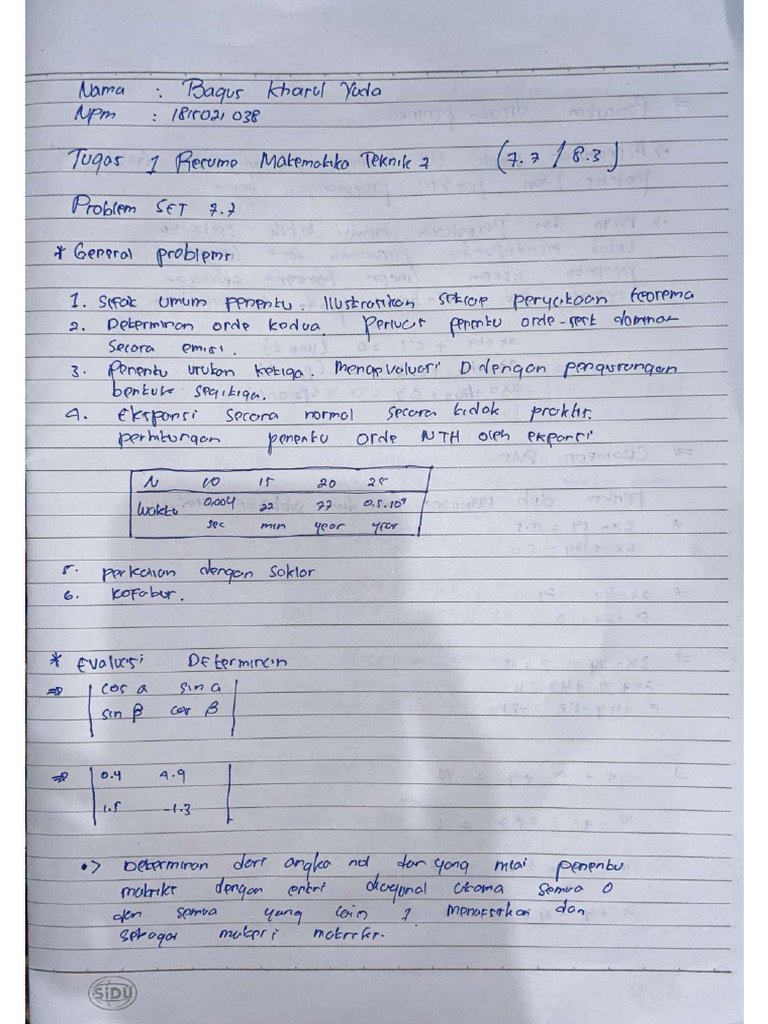 Tugas 1 Matematika Teknik II - Bagus Khoirul Yuda 1815021038 2 | PDF