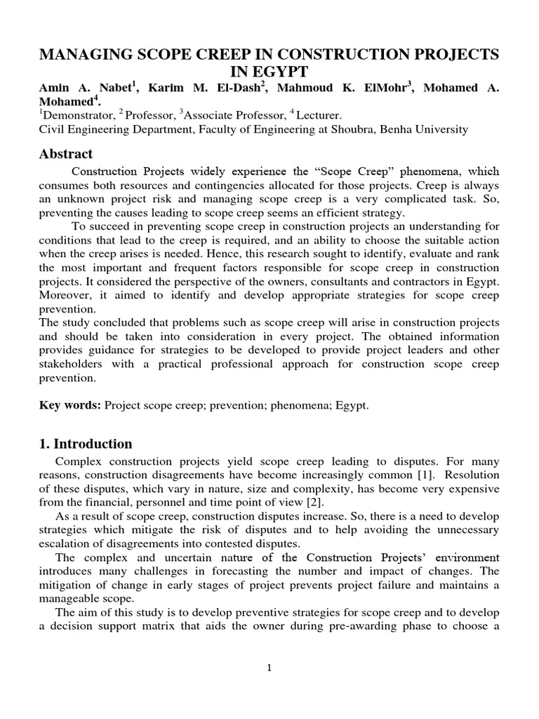 Managing Scope Creep in Egyptian Construction | PDF | Business