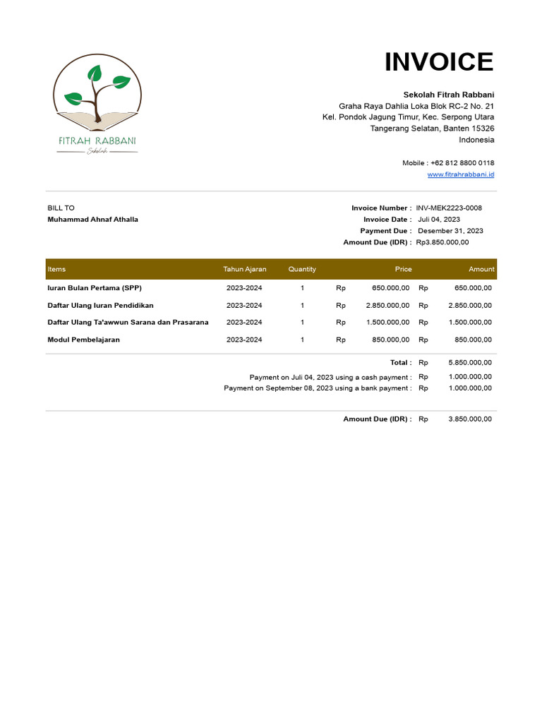 Invoice Muhammad Ahnaf (2) | PDF
