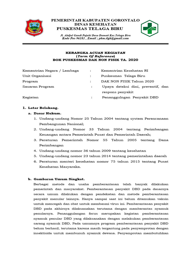 TOR Penaggulangan DBD | PDF