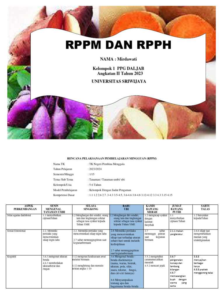 RPPM dan RPPH Pembelajaran Tanaman Ubi | PDF
