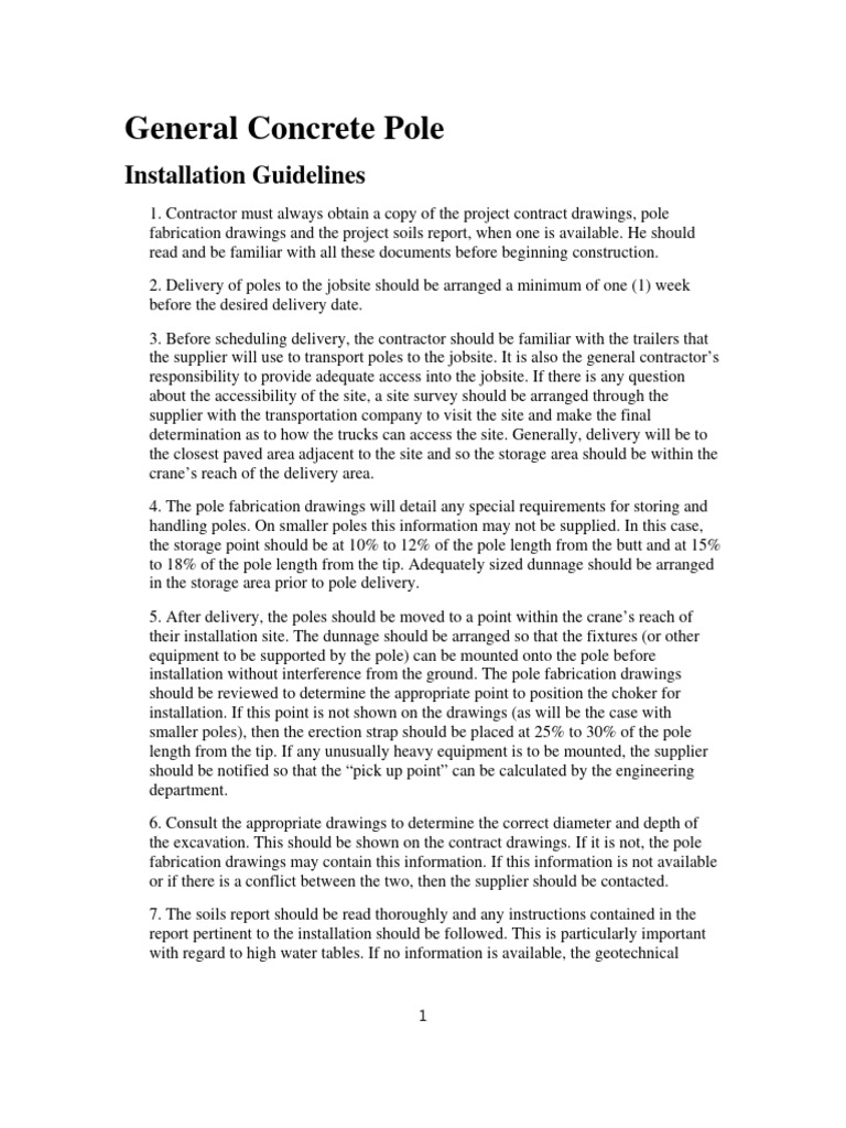 Installation and Maintenance_Concrete Pole Installation | PDF ...