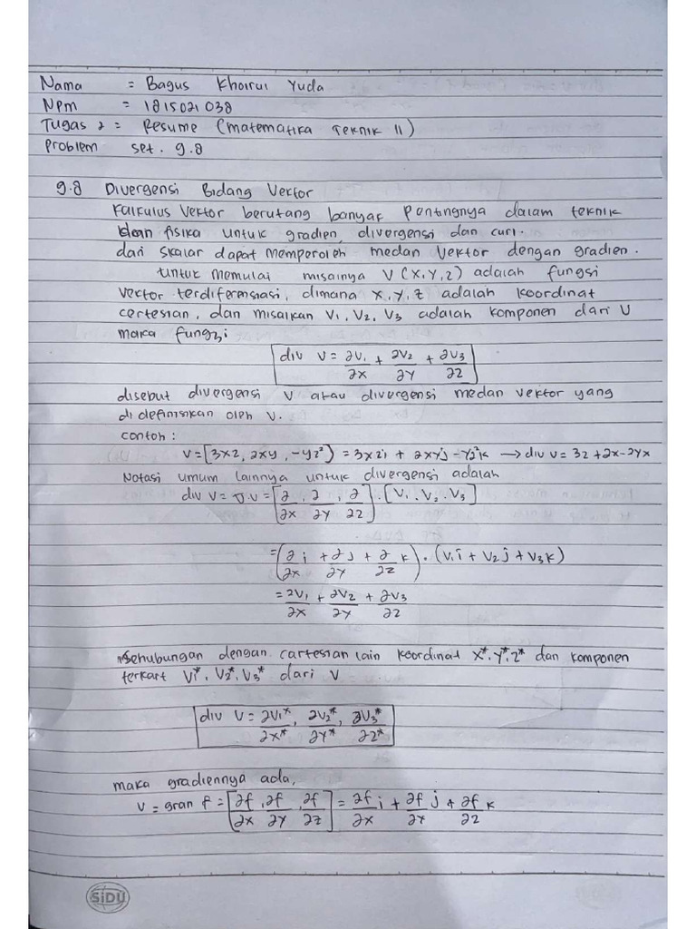 Tugas 2 Matematika Teknik II - Bagus Khoirul Yuda 1815021038 | PDF