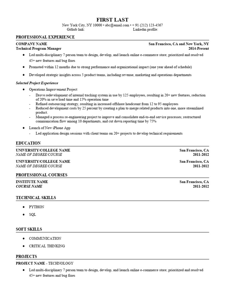 Ats Compatible Resume Format | PDF
