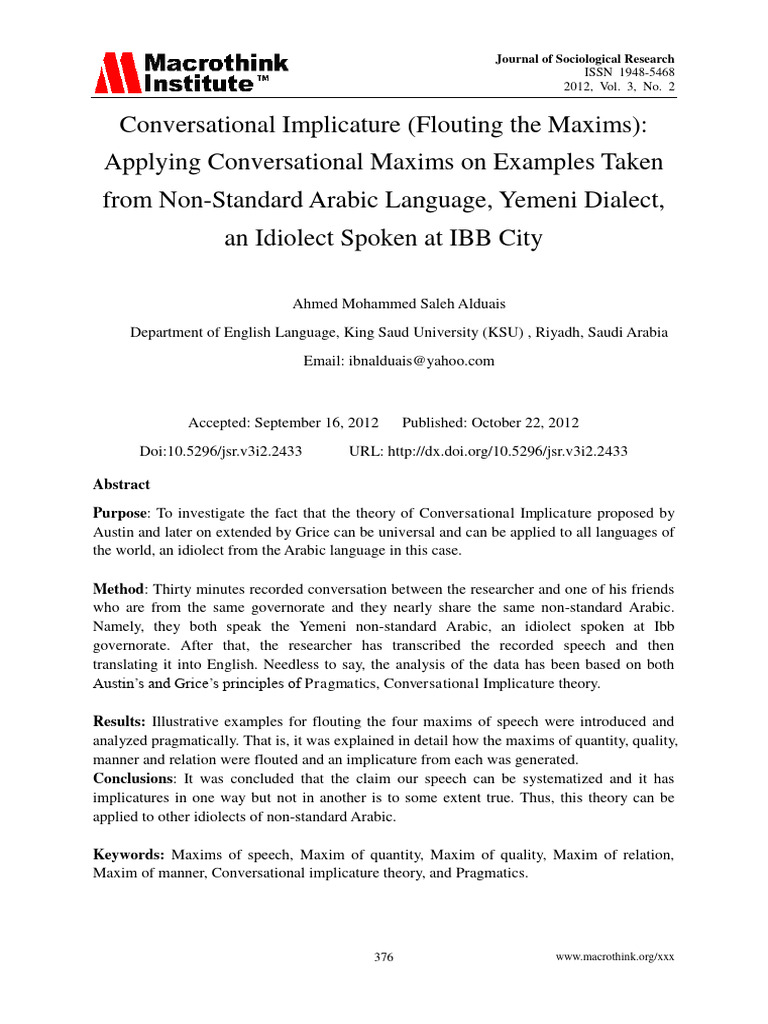 Conversational Implicature | PDF