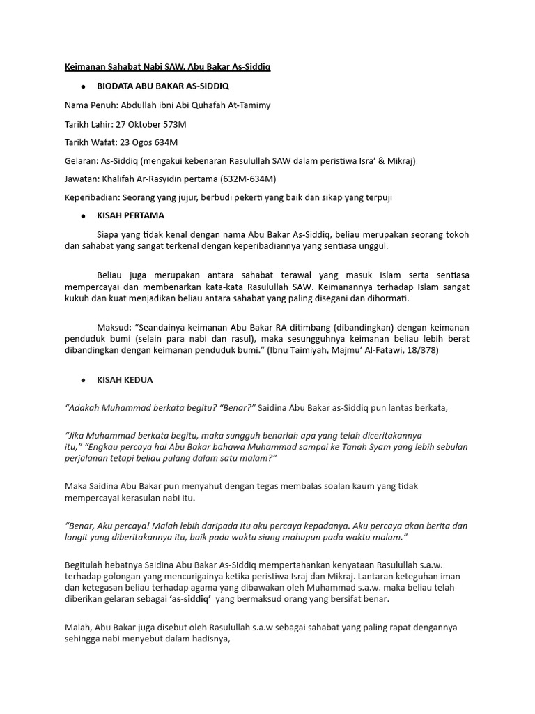 Abu Bakar As-Siddiq | PDF