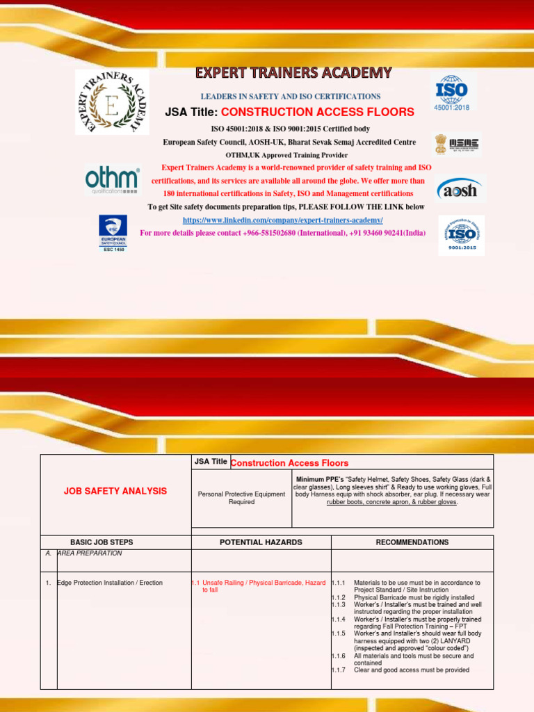 Eta-Jsa Construction Access Floors | PDF