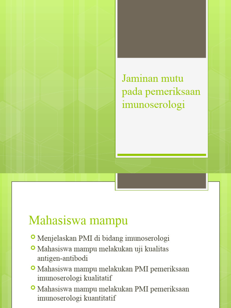 Jaminan Mutu Pada Pemeriksaan Imunoserologi | PDF | Kesehatan Holistik