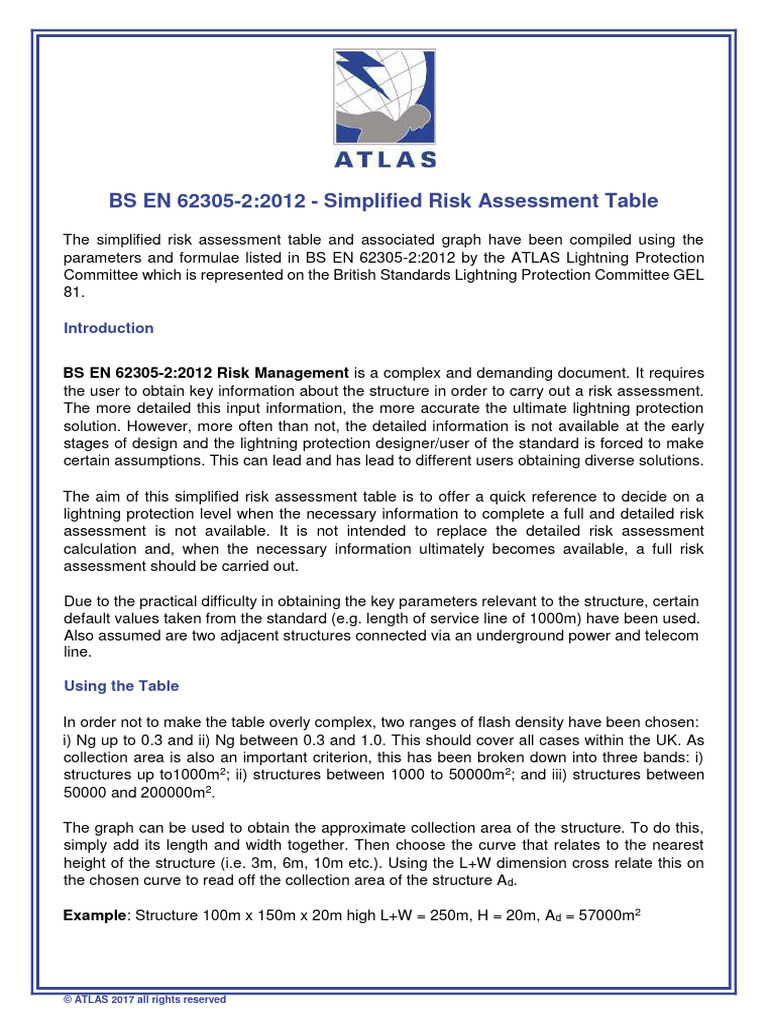 Simplified Lightning Risk Assessment Table | PDF