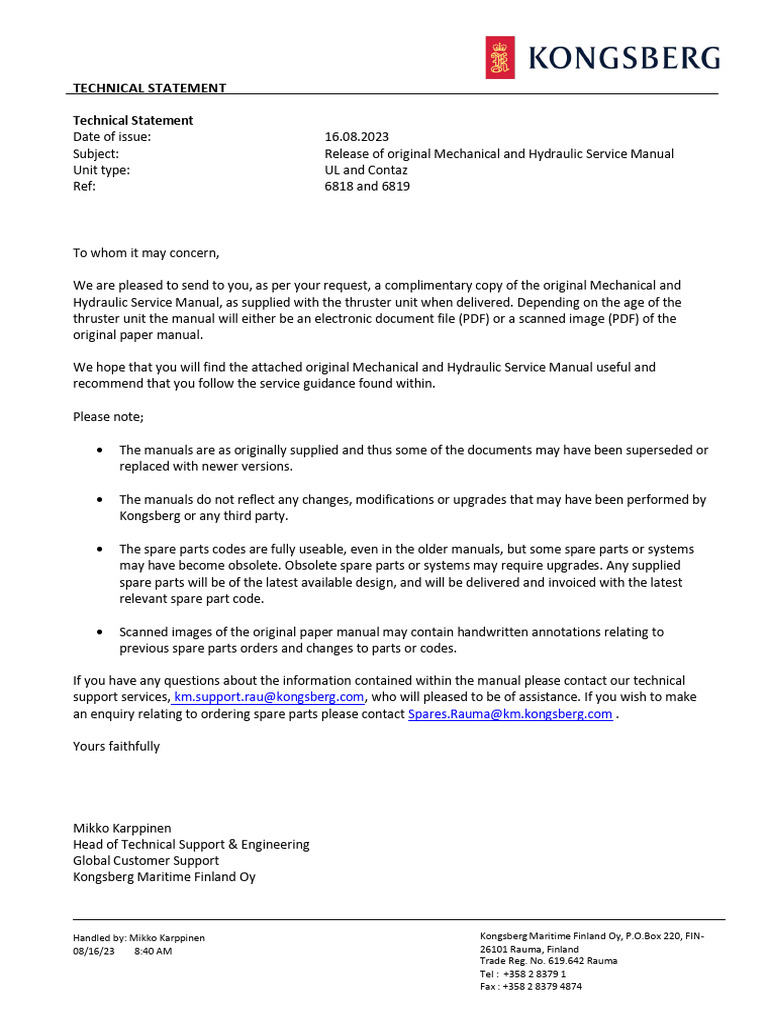 Technical Statement 6818 and 6819 | PDF